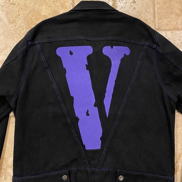 VLONE | Jackets & Coats | Rare Vlone Friends Black Purple Denim Jacket ...